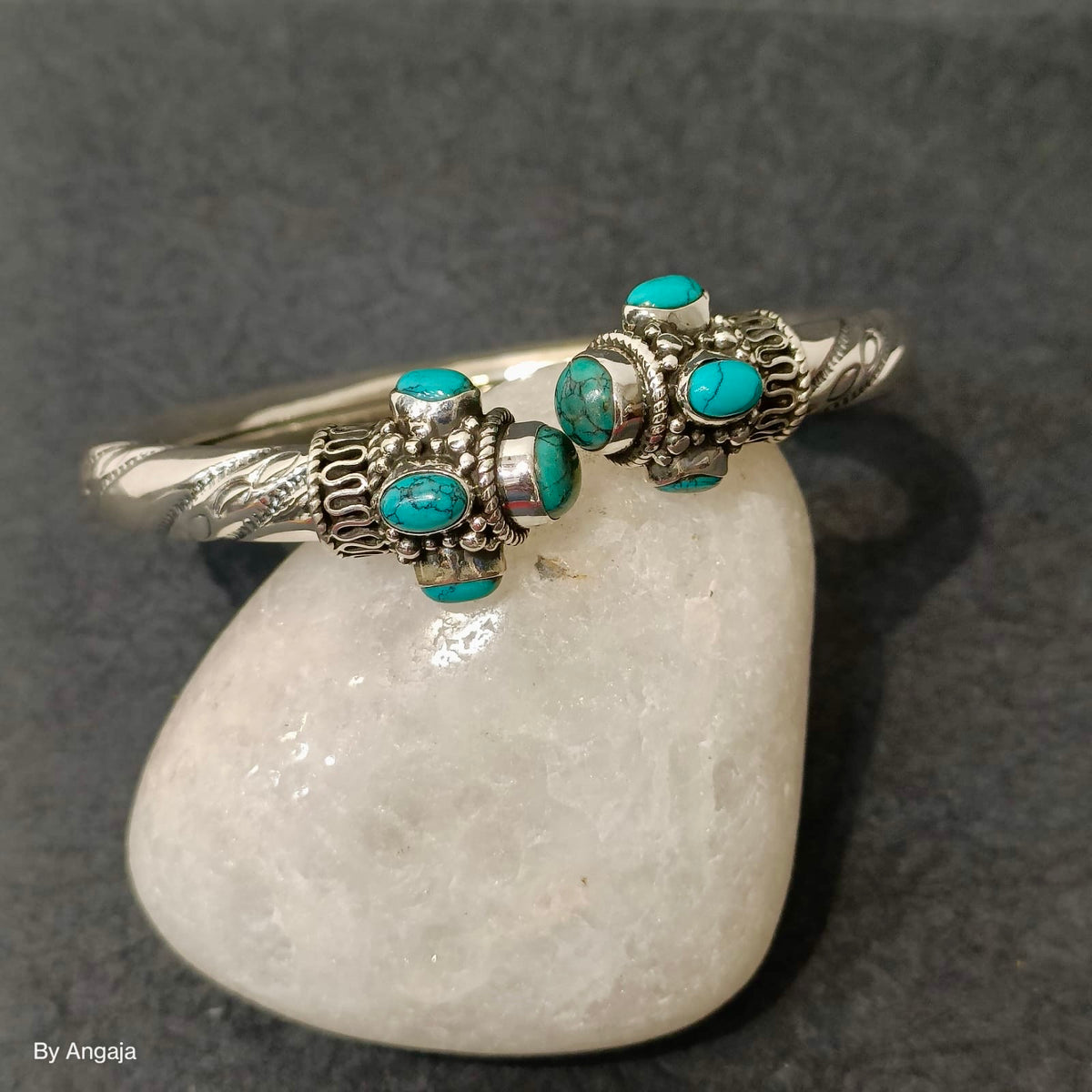 Turquoise Silver Kada – Angaja Silver