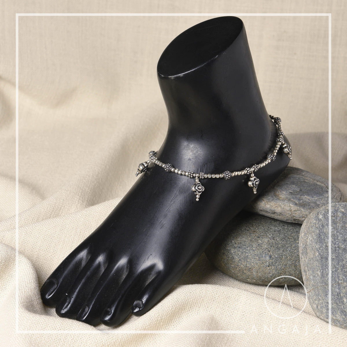 Silver Anklet Pajeb single piece left – Angaja Silver